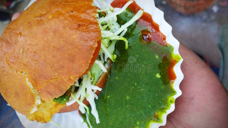 Indian style street burger stock photo. Image of dish - 191475478