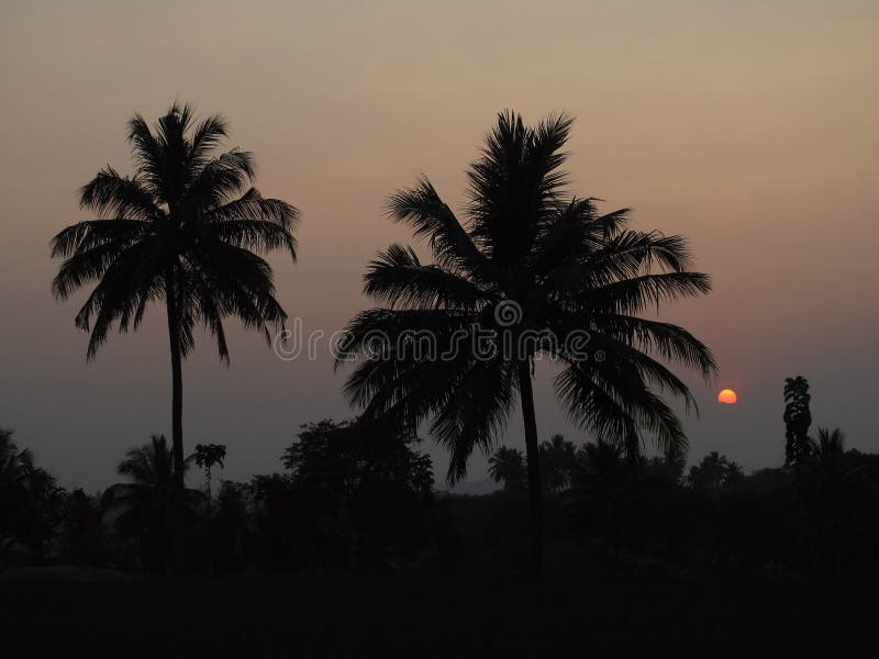 Indian sunset stock image. Image of outlines, evening - 77543815