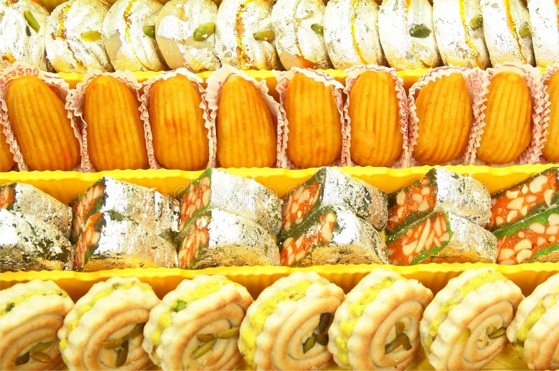 Indian Sweets Arranged in a Tray Pack Stock Photo - Image of india ...