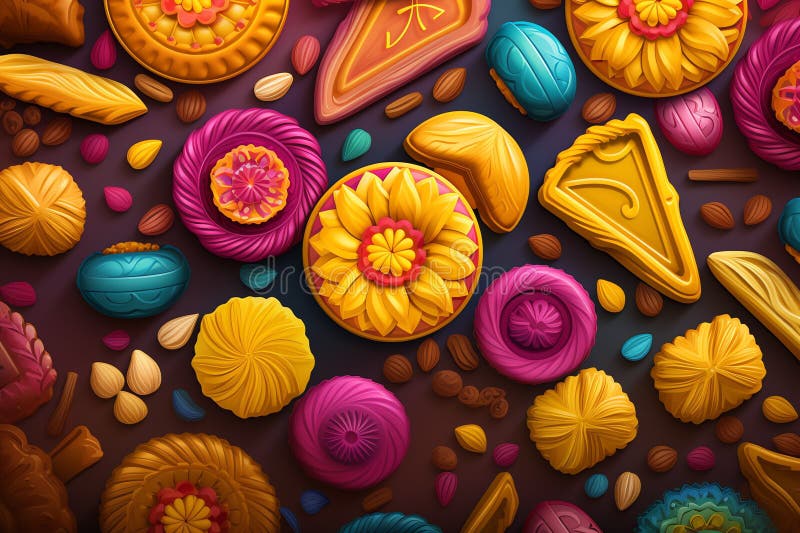 Indian Sweets Molds Diwali Border Frame Stock Illustration ...