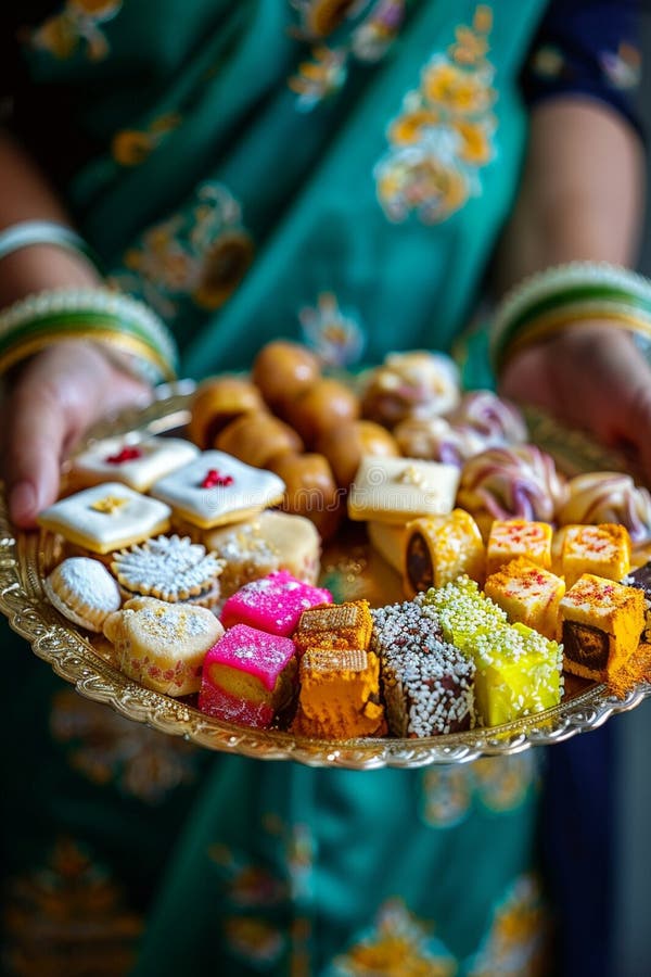 Indian Sweets in Hands. Selective Focus Stock Image - Image of ...