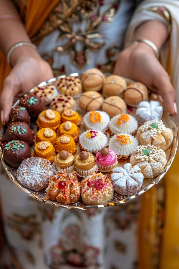 Indian Sweets in Hands. Selective Focus Stock Photo - Image of festival ...