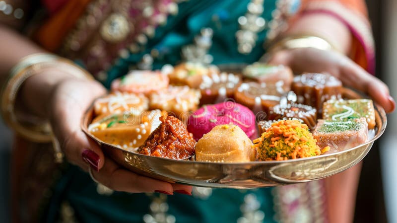 Indian Sweets in Hands. Selective Focus Stock Image - Image of india ...