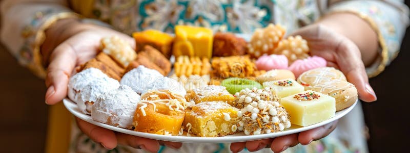 Indian Sweets in Hands. Selective Focus Stock Image - Image of mithai ...