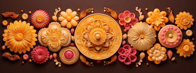 Indian Sweets Molds Diwali Banner Stock Illustration - Illustration of ...