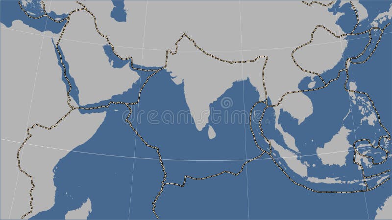 Indian Plate - Boundaries. Contour Map Stock Illustration ...