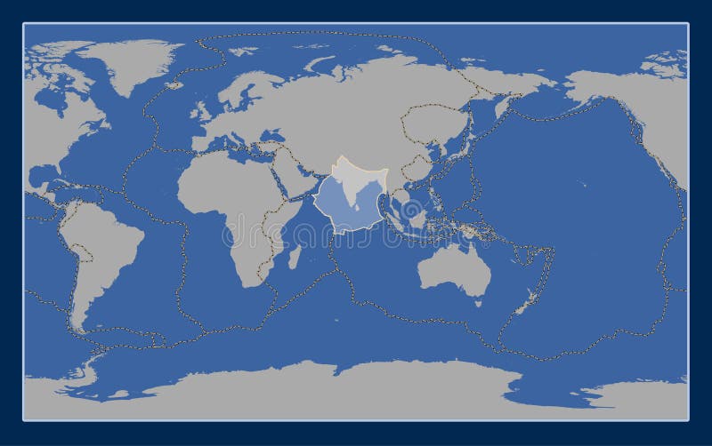 Indian Tectonic Plate. Contour. Compact Miller. Boundaries Stock ...