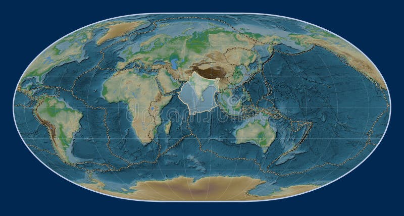 Indian Tectonic Plate. Physical. Loximuthal. Boundaries Stock ...
