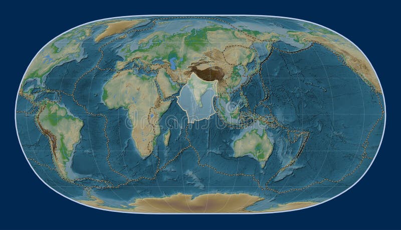 Indian Tectonic Plate. Physical. Natural Earth II. Boundaries Stock ...