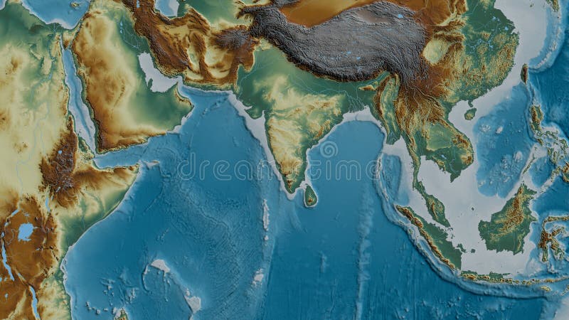 Indian Tectonic Plate. Physical. Natural Earth II. Stock Illustration ...
