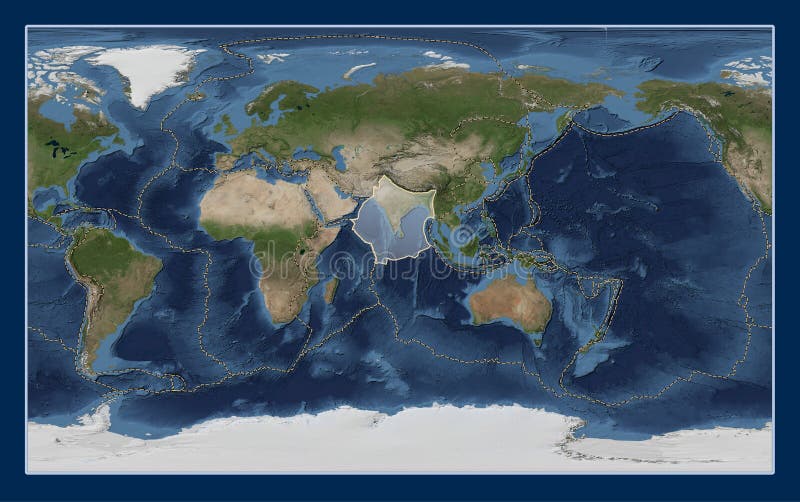 Indian Tectonic Plate. Satellite. Compact Miller. Boundaries Stock ...