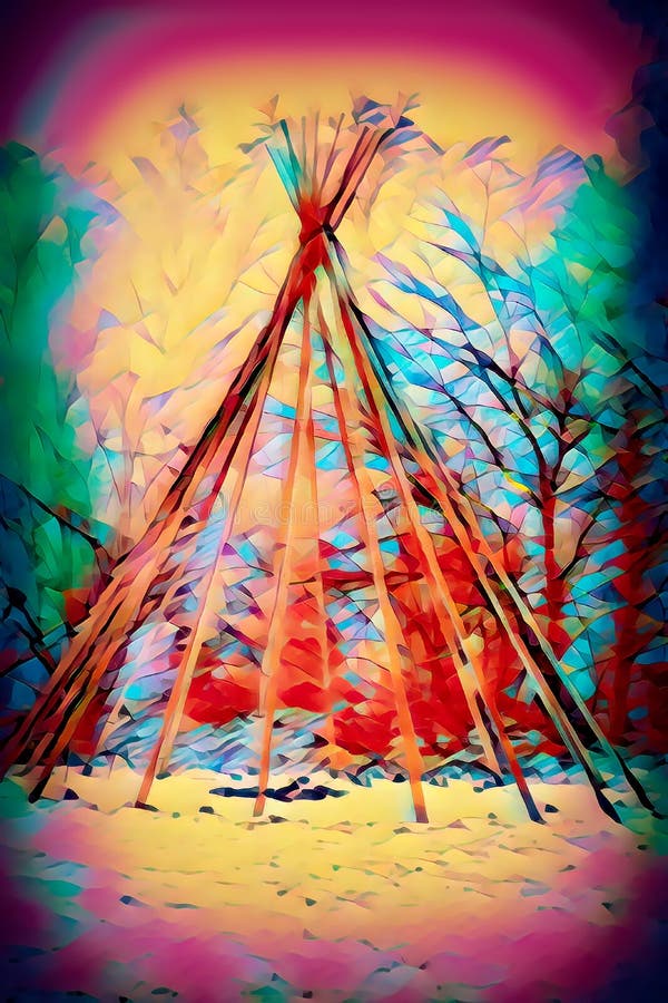 Teepee Structure For Shelter Made Of Tree Branches On A Sandy Beach In ...