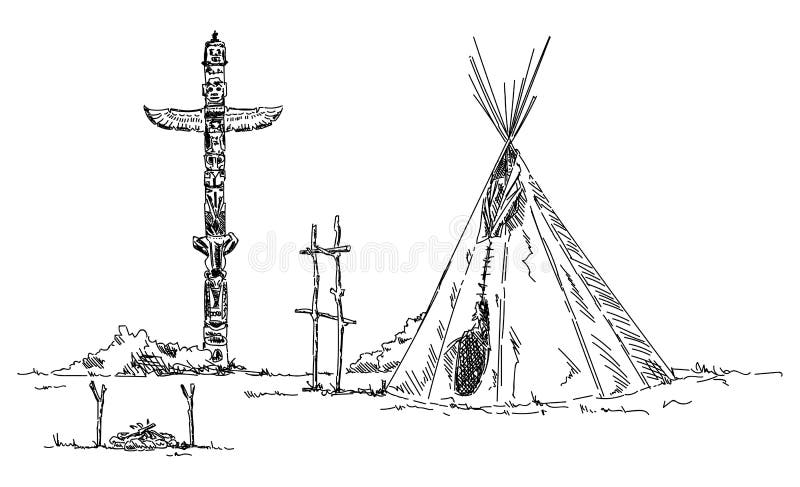 Indian Tent Totem Stock Illustrations – 197 Indian Tent Totem Stock ...