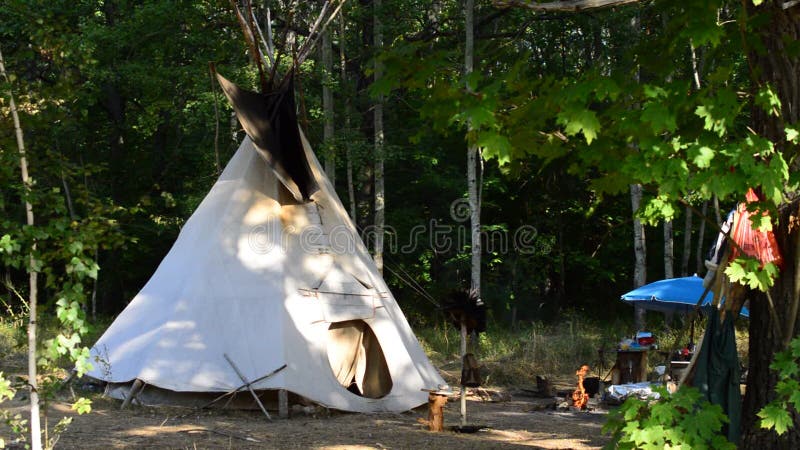 Indian Tent in the Woods. Tee Pee Stock Video - Video of history ...