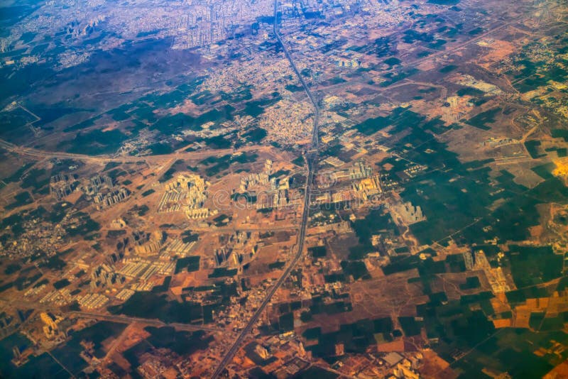 Indian Territory Near Delhi. View from Bird Flight Stock Image - Image ...