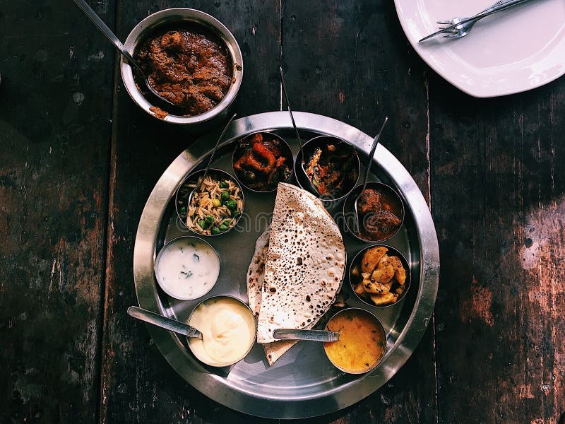 Indian Thali Combo With Naan Stock Photo - Image of meat, food: 17512700