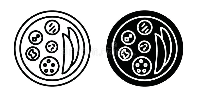 Indian Thali Outline Icon Collection or Set. Indian Thali Thin Vector ...
