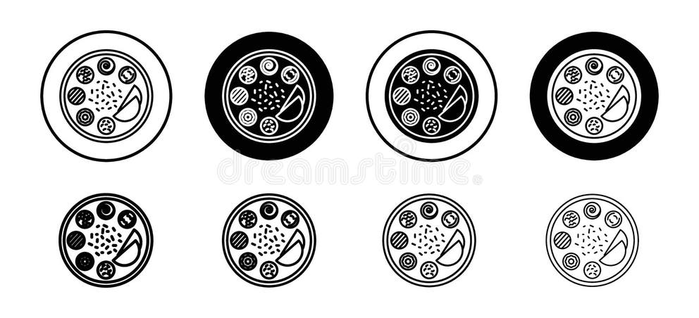 Indian Thali Vector Icon Set Collection. Indian Thali Outline Flat Icon ...
