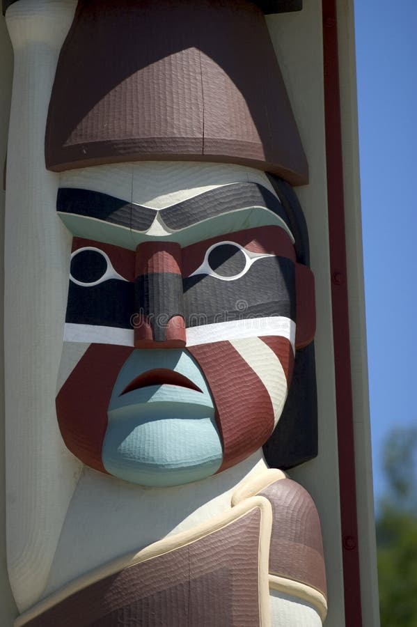 Indian totem pole face stock photo. Image of spirit, pole - 16643434