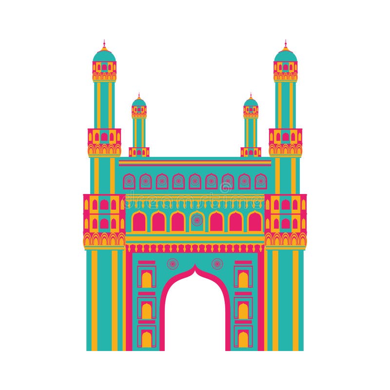Indian Towers and Frame Temple Structure Icon Stock Vector ...