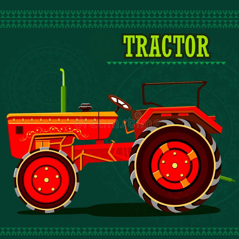 Indian Tractor Representing Colorful India Stock Vector - Illustration ...