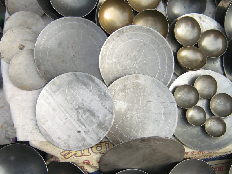 Indian Traditional Frying Pans & Bowls Stock Image - Image of isolated ...
