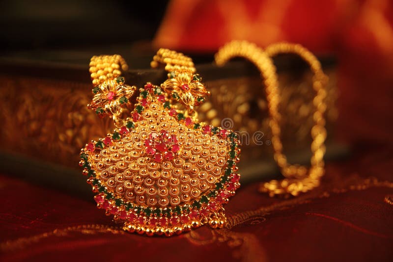 Indian Traditional Gold Necklace Stock Photo - Image of chain, metal ...