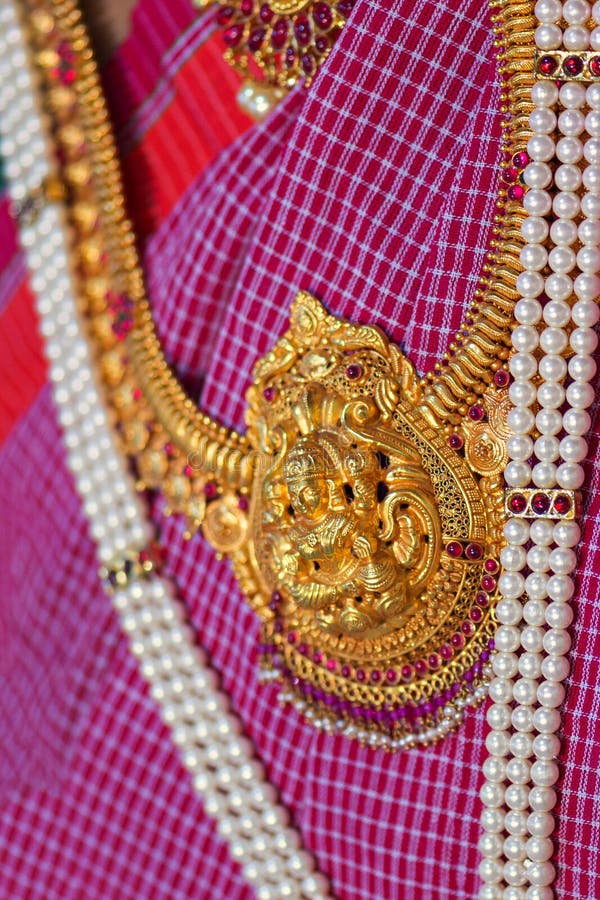 Indian Traditional Gold Necklace Stock Image - Image of beautiful ...