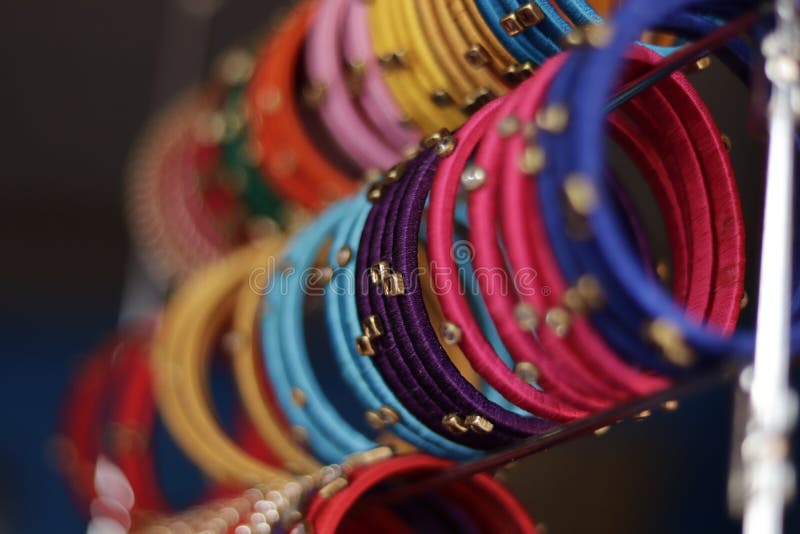 Indian Traditional New Look of Handmade Thread Bangles Stock Image ...
