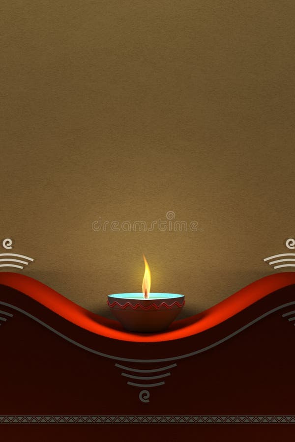 Indian Traditional Oil Lamp With Kolam Design Stock Illustration ...