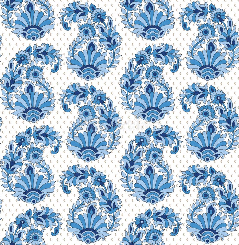 Indian Traditional Paisley Pattern on Dot Stock Vector - Illustration ...