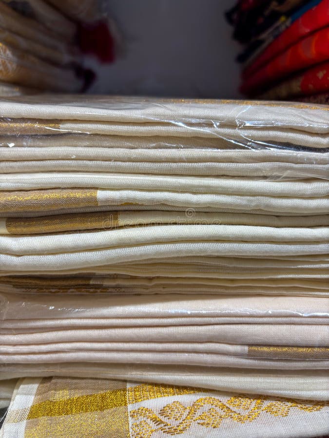 Indian Traditional Sari Stack Closeups Textile Stock Image - Image of ...