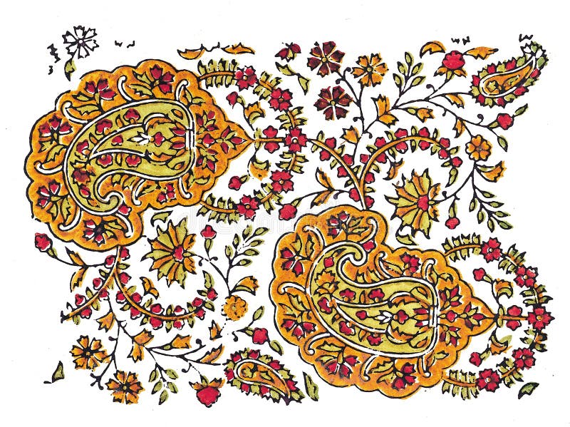 Indian Traditional Textile Design Stock Illustration - Illustration of ...