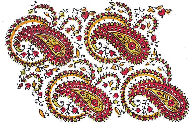 Indian Traditional Textile Design Stock Illustration - Illustration of ...