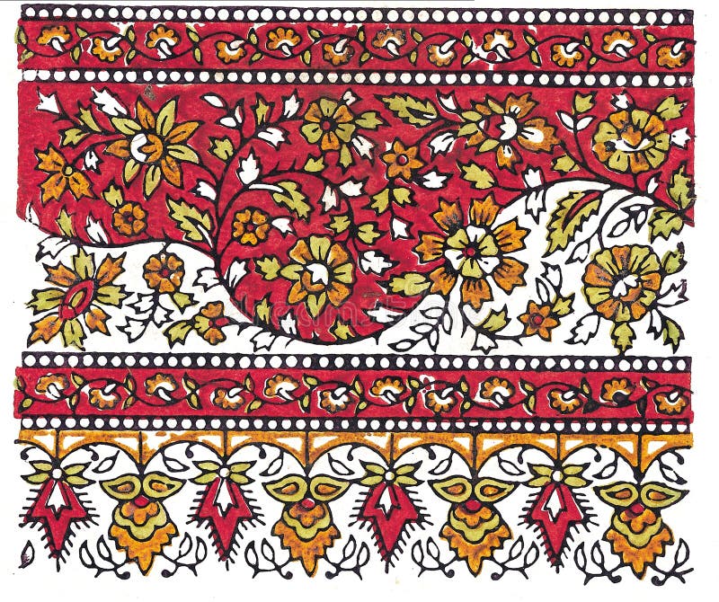 Indian Traditional Textile Design Stock Illustration - Illustration of ...