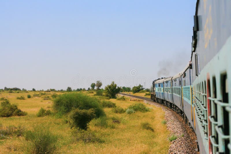 Indian Train Driving through Across the Plain. Stock Photo - Image of ...