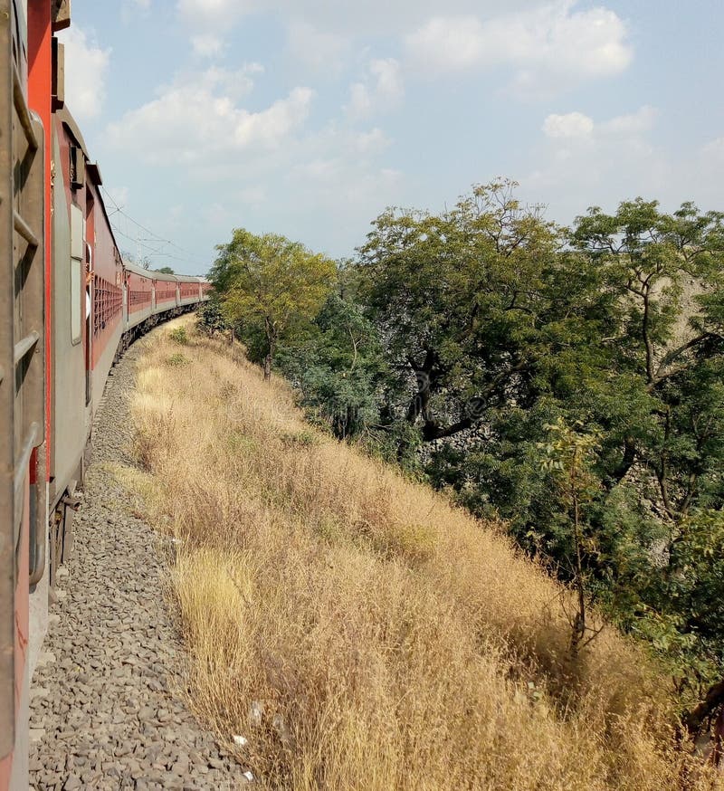Indian Train and Scenery Beautiful View Stock Photo - Image of ...
