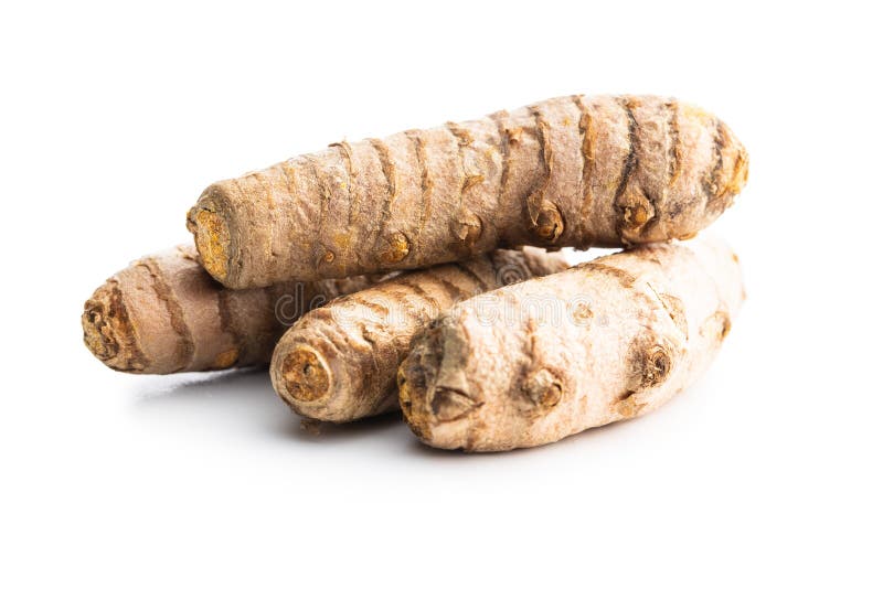 Indian Turmeric Root. Turmeric Spice. Yellow Turmeric on White ...