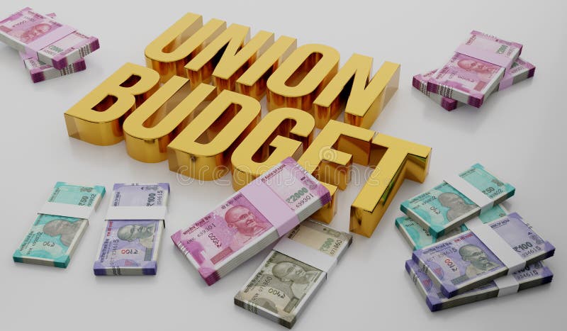 Indian Union Budget Concept with INR Rupee Notes - 3D Illustration ...