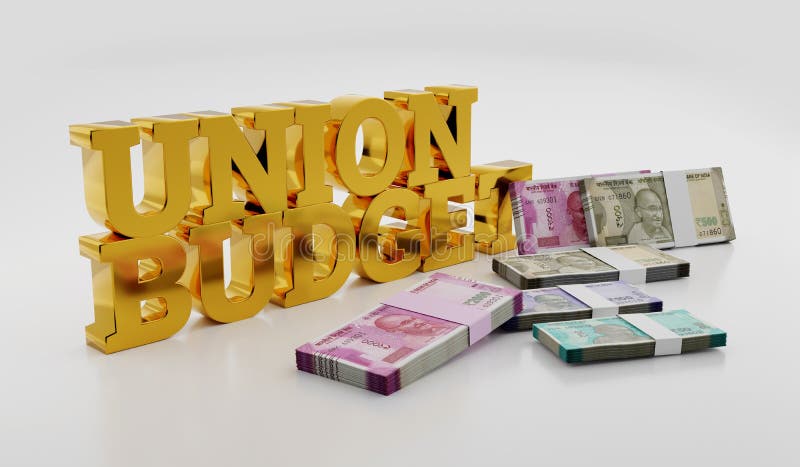 Indian Union Budget Concept with INR Rupee Notes - 3D Illustration ...