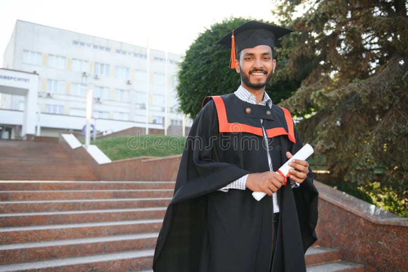 Indian University Male Student Celebrating Graduation Stock Photo ...