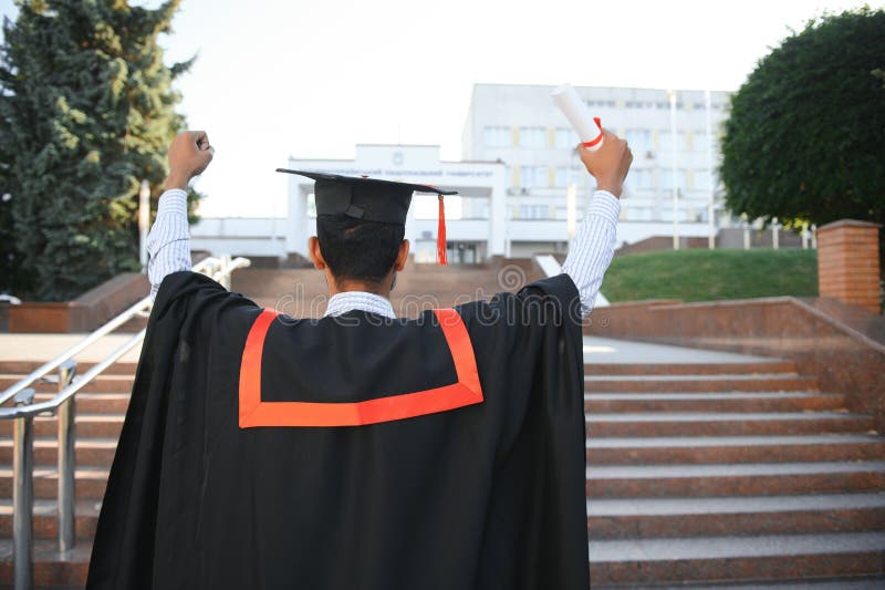 Indian University Male Student Celebrating Graduation Stock Photo ...