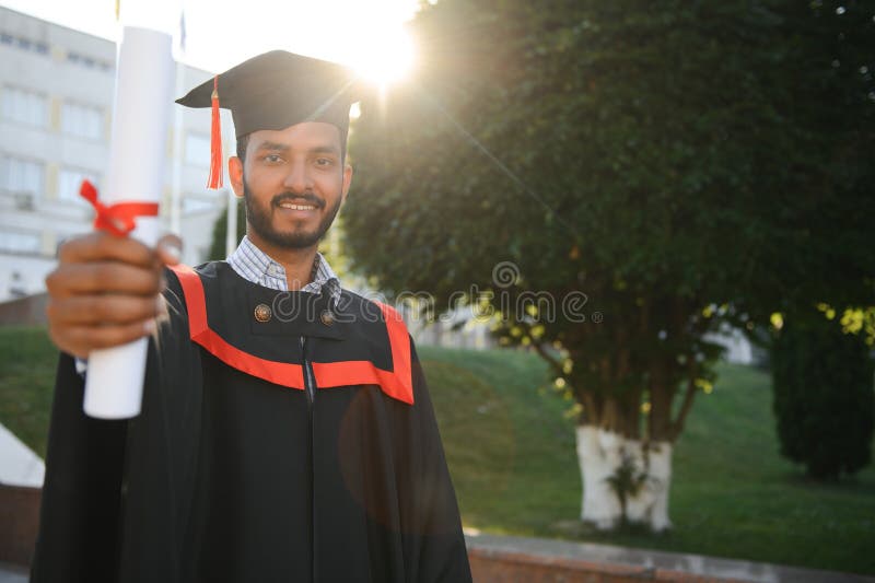 Indian University Male Student Celebrating Graduation Stock Image ...