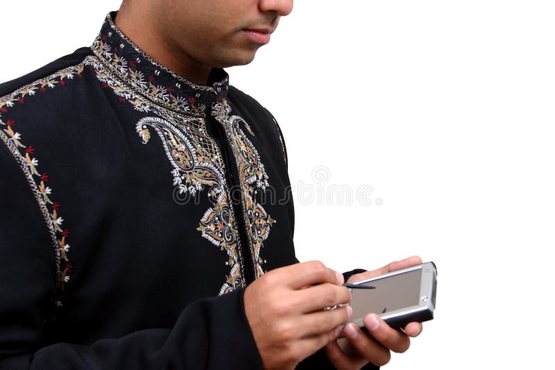Indian Using Pda 3 With Clipping Path Picture. Image: 1977253