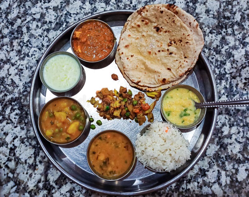 Indian Veg Thali, Traditional Indian Food Thali. Stock Photo - Image of ...