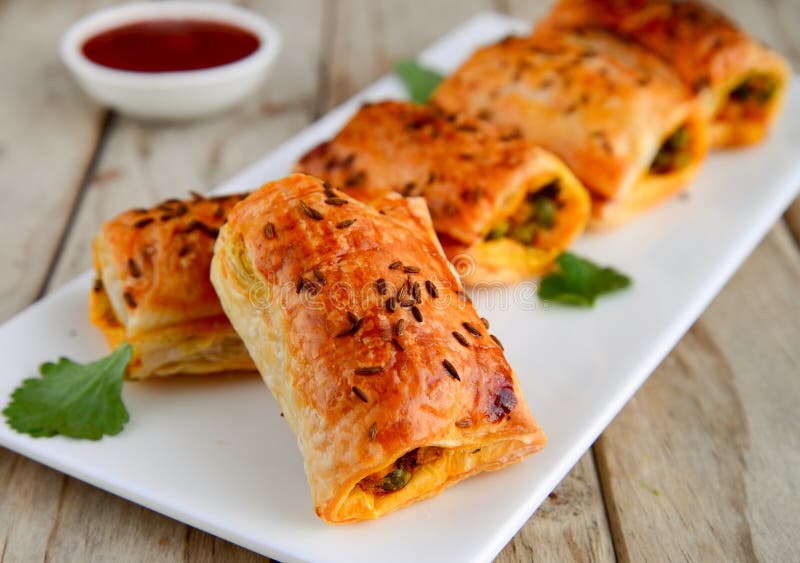 Indian vegetarian puffs stock photo. Image of asia, chat - 61879236