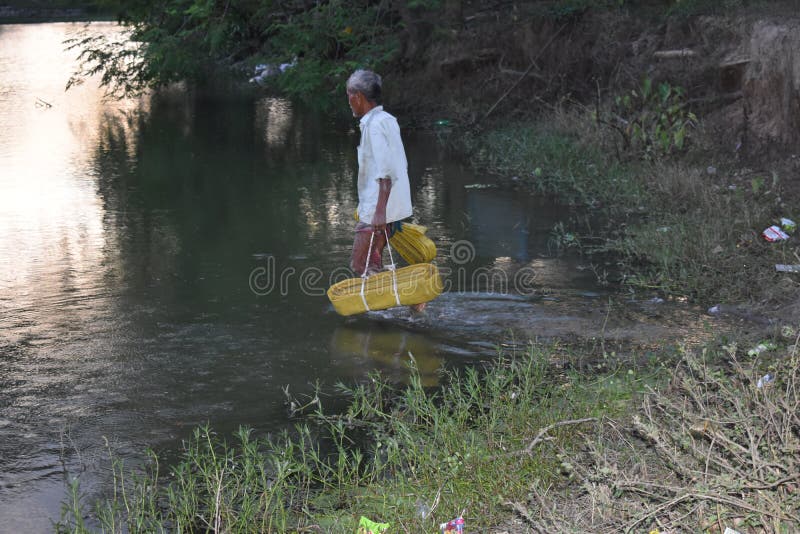 Indian Village Farmer Working Hard Editorial Stock Image - Image of ...