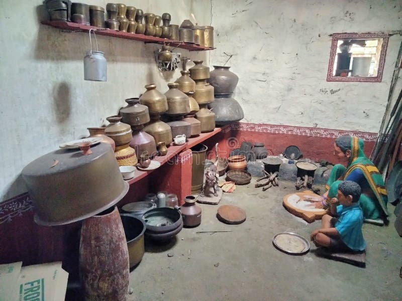 Indian Village Kitchen in the Ancient Time Editorial Photo - Image of ...
