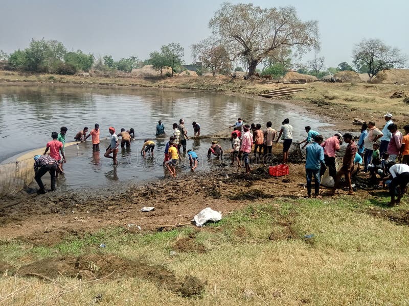 Indian Village People Working on Mud Editorial Photo - Image of fish ...