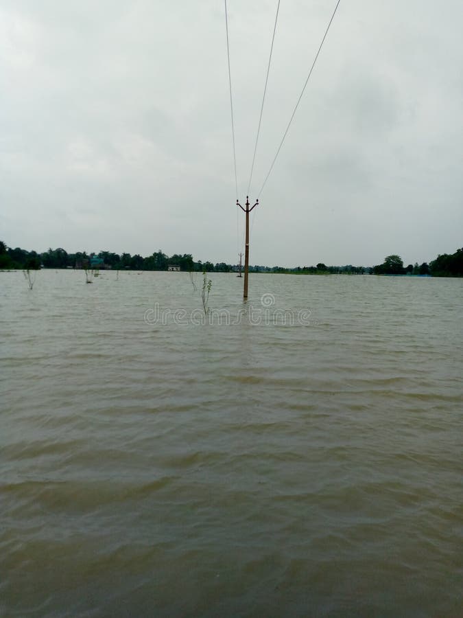 Indian Village Power Supply Line in Water Stock Image - Image of indian ...